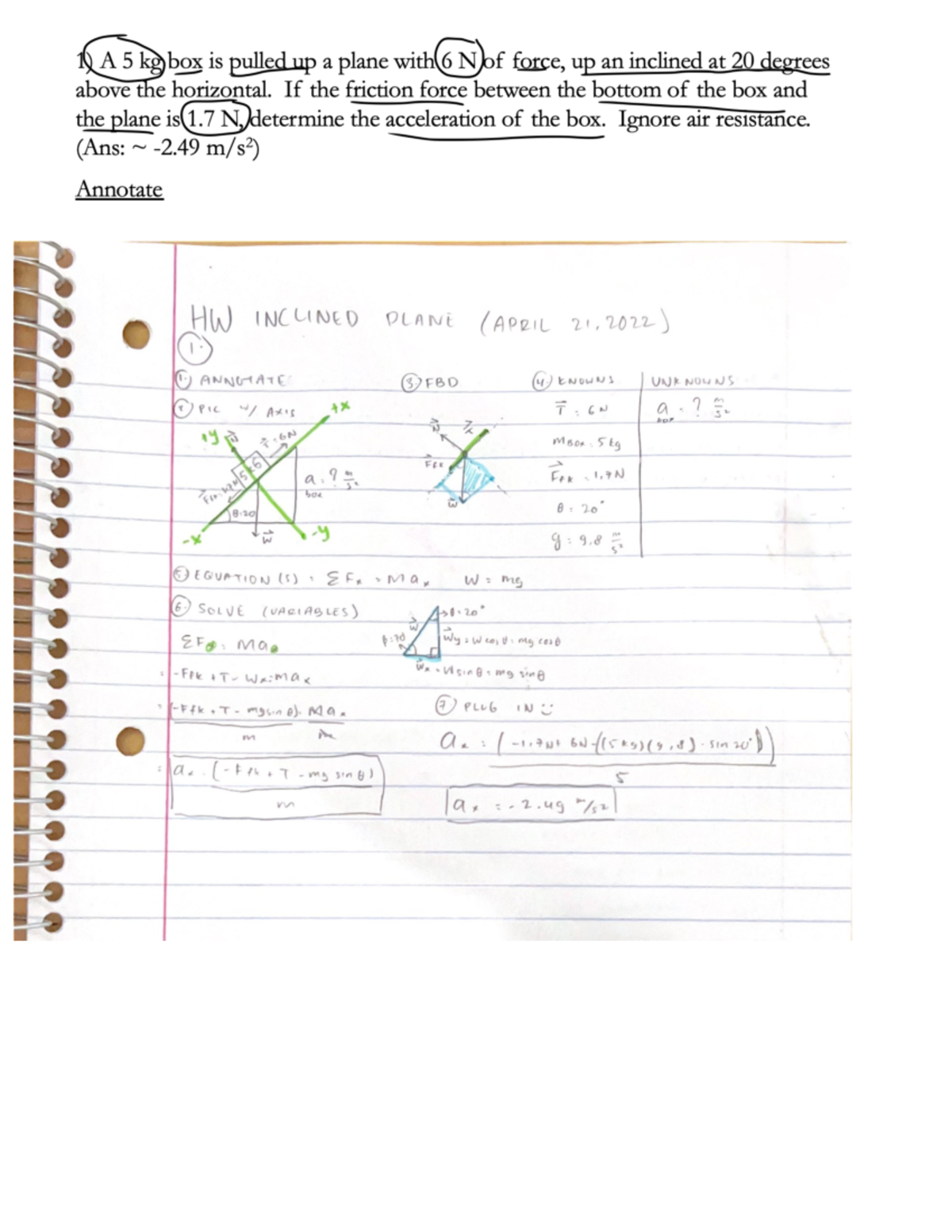 Inclined Plane Homework - PHYS 2A - Studocu