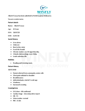 OET - Listening Answer Sheet PDF - OET LISTENING ANSWER SHEET PART A 1 ...