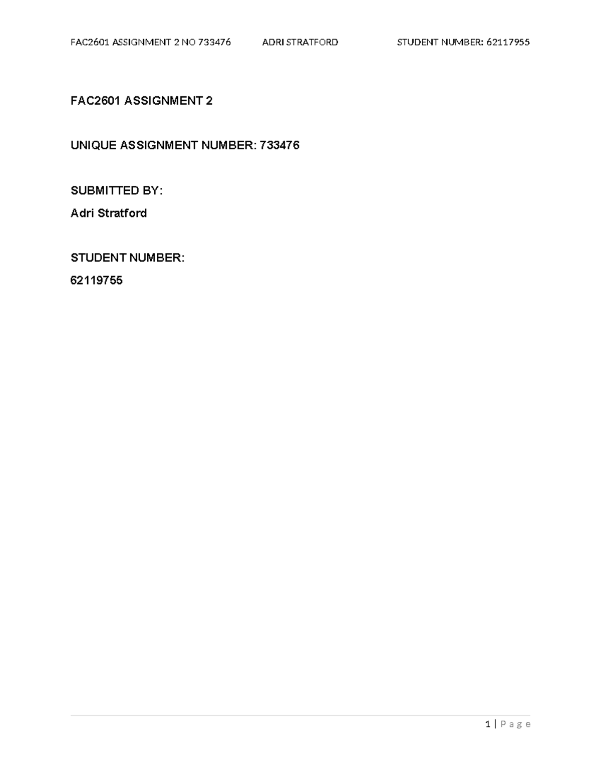 FAC2601 Assignment 2 - FAC2601 ASSIGNMENT 2 UNIQUE ASSIGNMENT NUMBER ...
