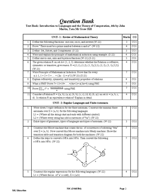 Toc assignment 3 - Theory of Computation - Studocu
