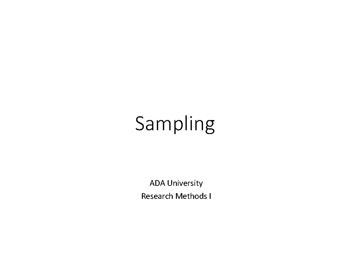 Chapter 8 RM - It is good item. - Sampling ADA University Research ...