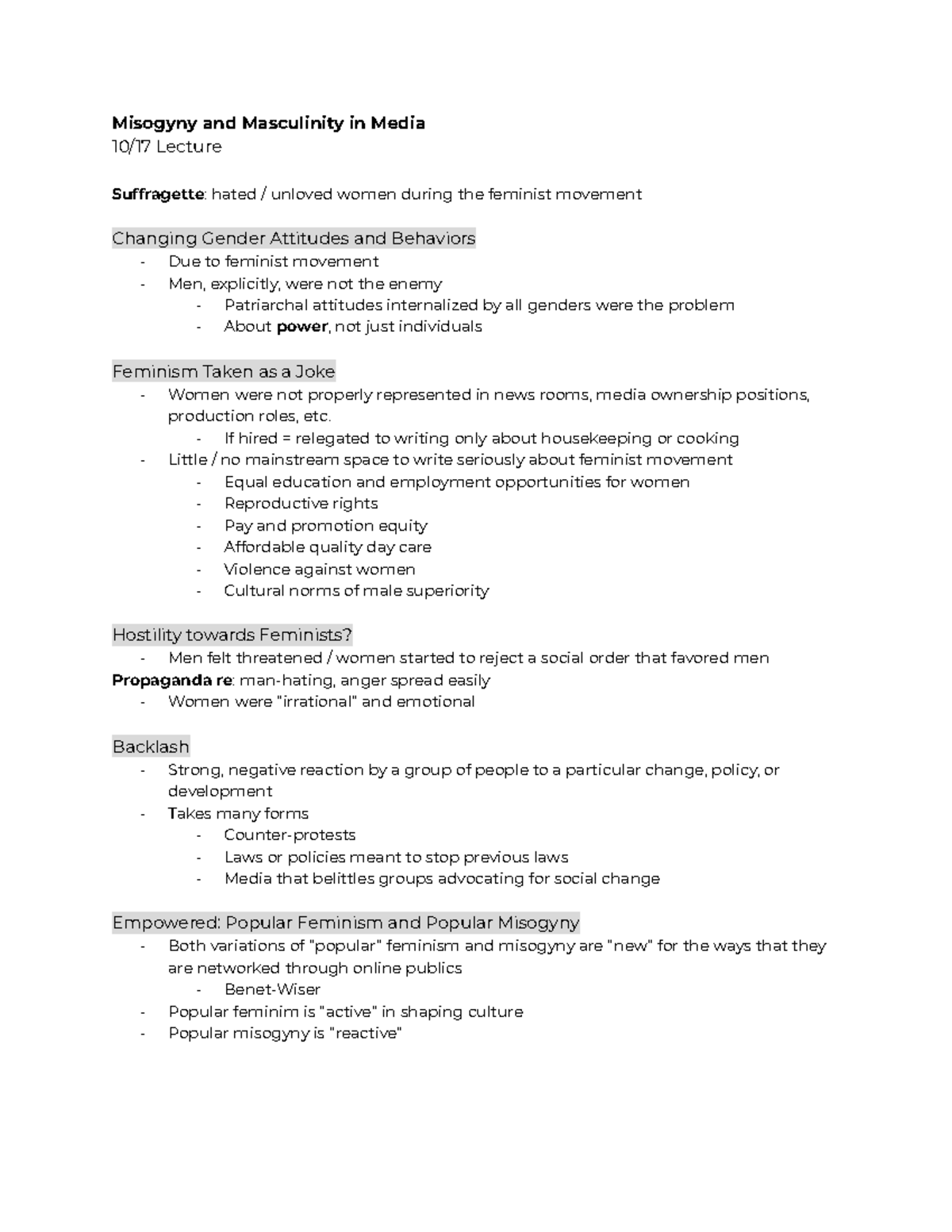 Mysogyny and Masculinity in Media - Misogyny and Masculinity in Media ...