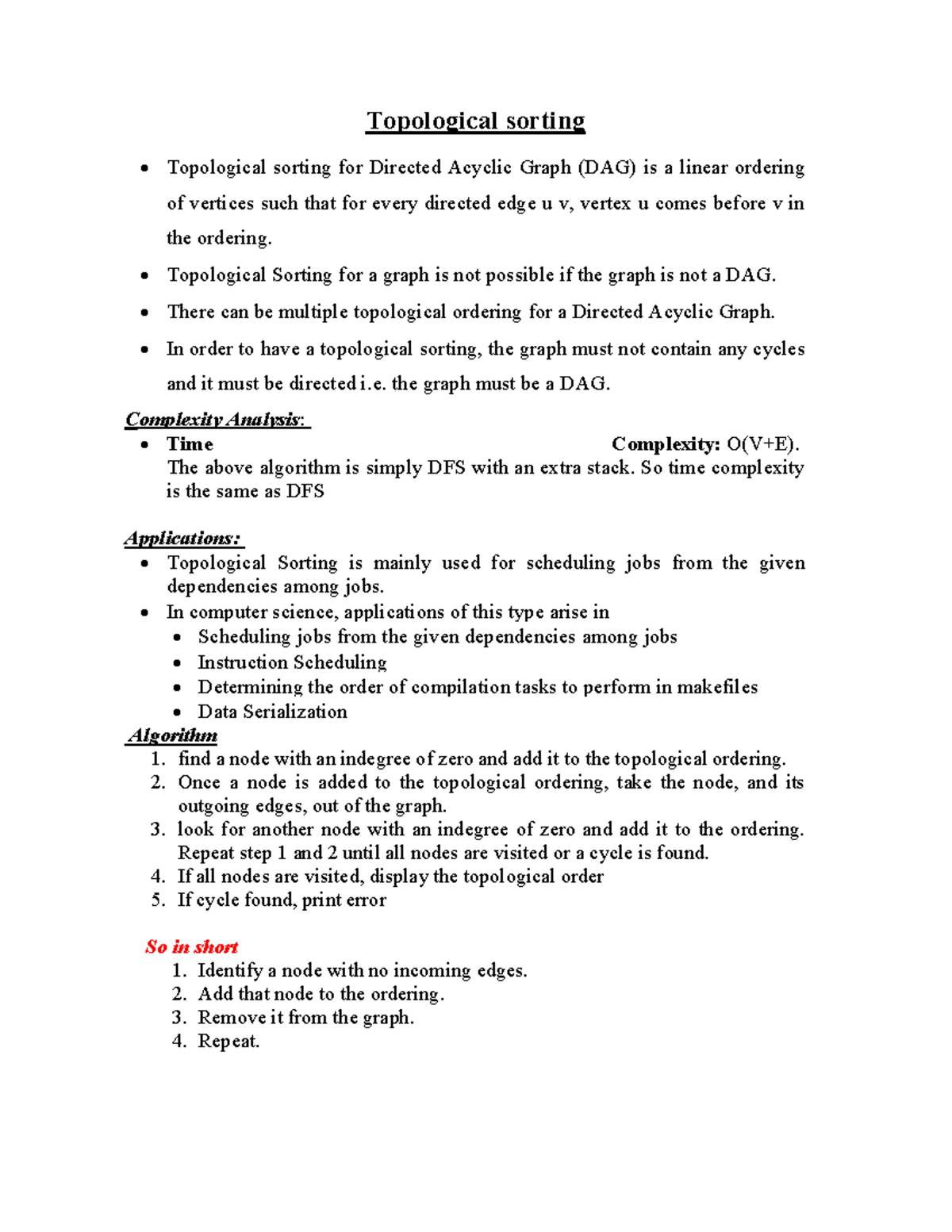 Topological SORT - Topological sorting Topological sorting for Directed Acyclic Graph (DAG) is a ...