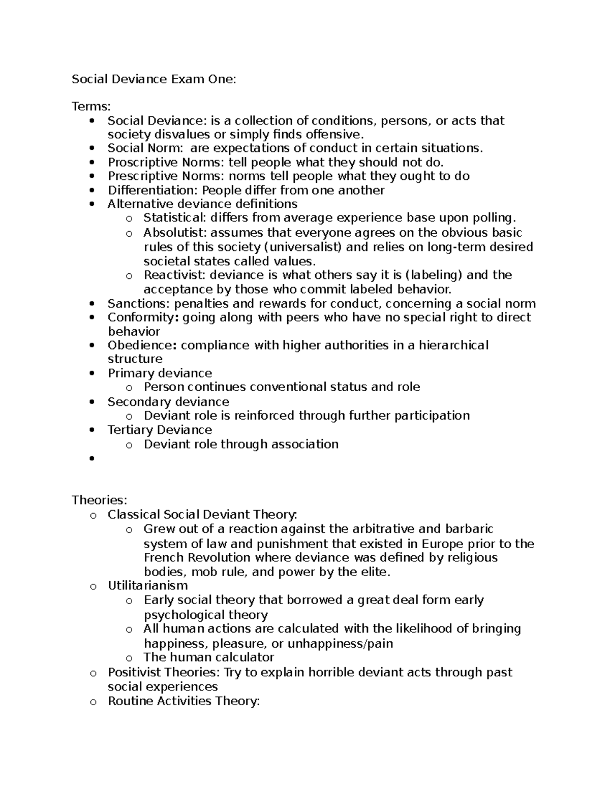 Social Deviance Exam One - Social Norm: are expectations of conduct in ...