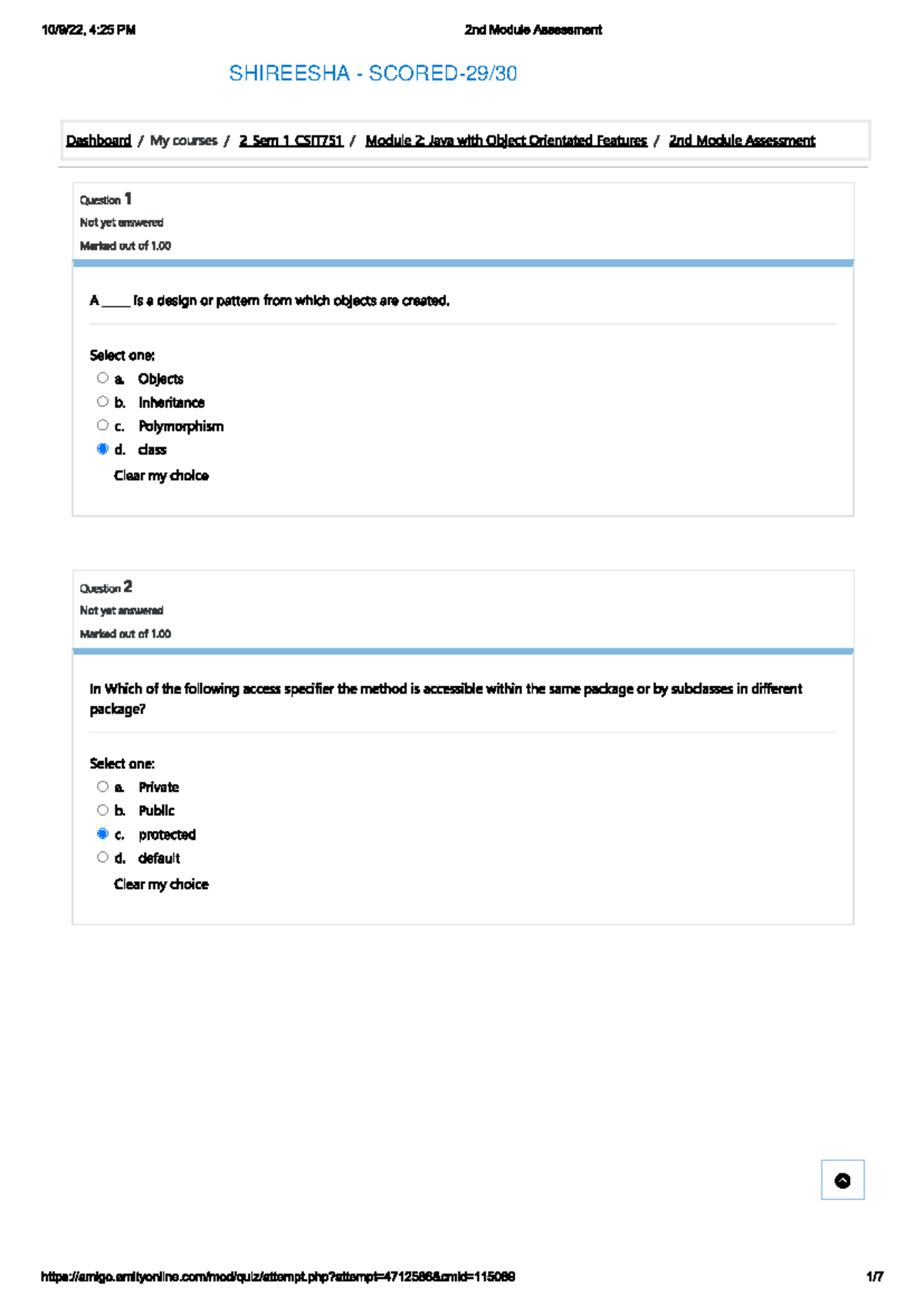 CORE JAVA Module 2 Assessment MCA - 4:25 PM 2nd Module Assessment ...