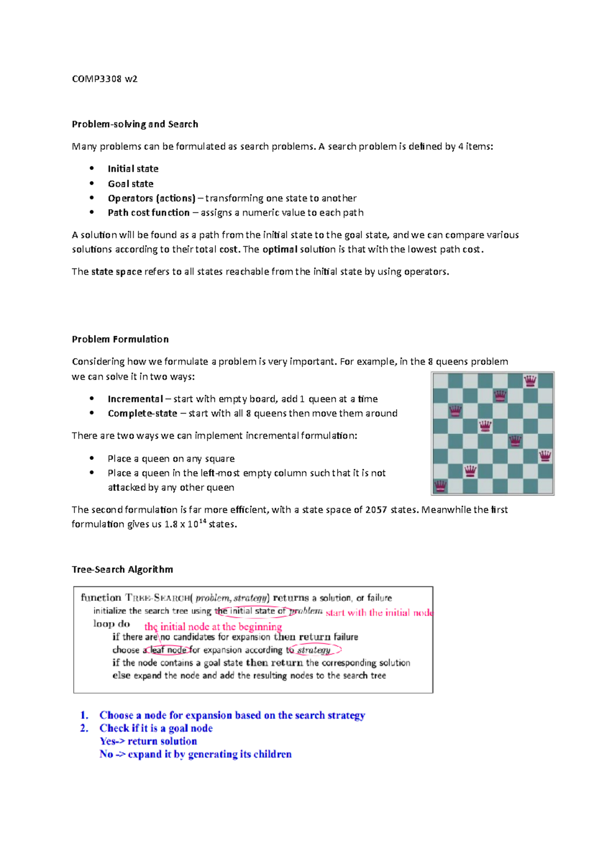 COMP3308 w2 - COMP3308 w Problem-solving and Search Many problems can be formulated as search ...