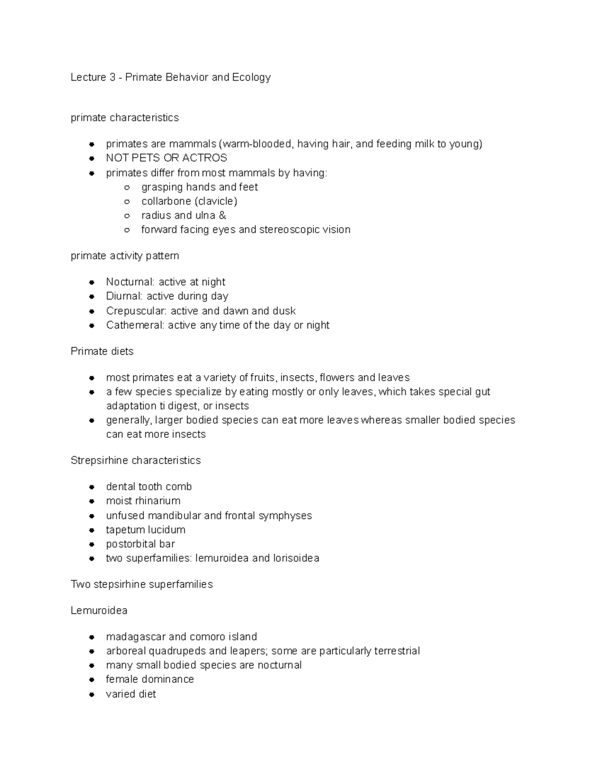 Lecture 3 - Primate Behavior and Ecology - Lecture 3 - Primate Behavior ...