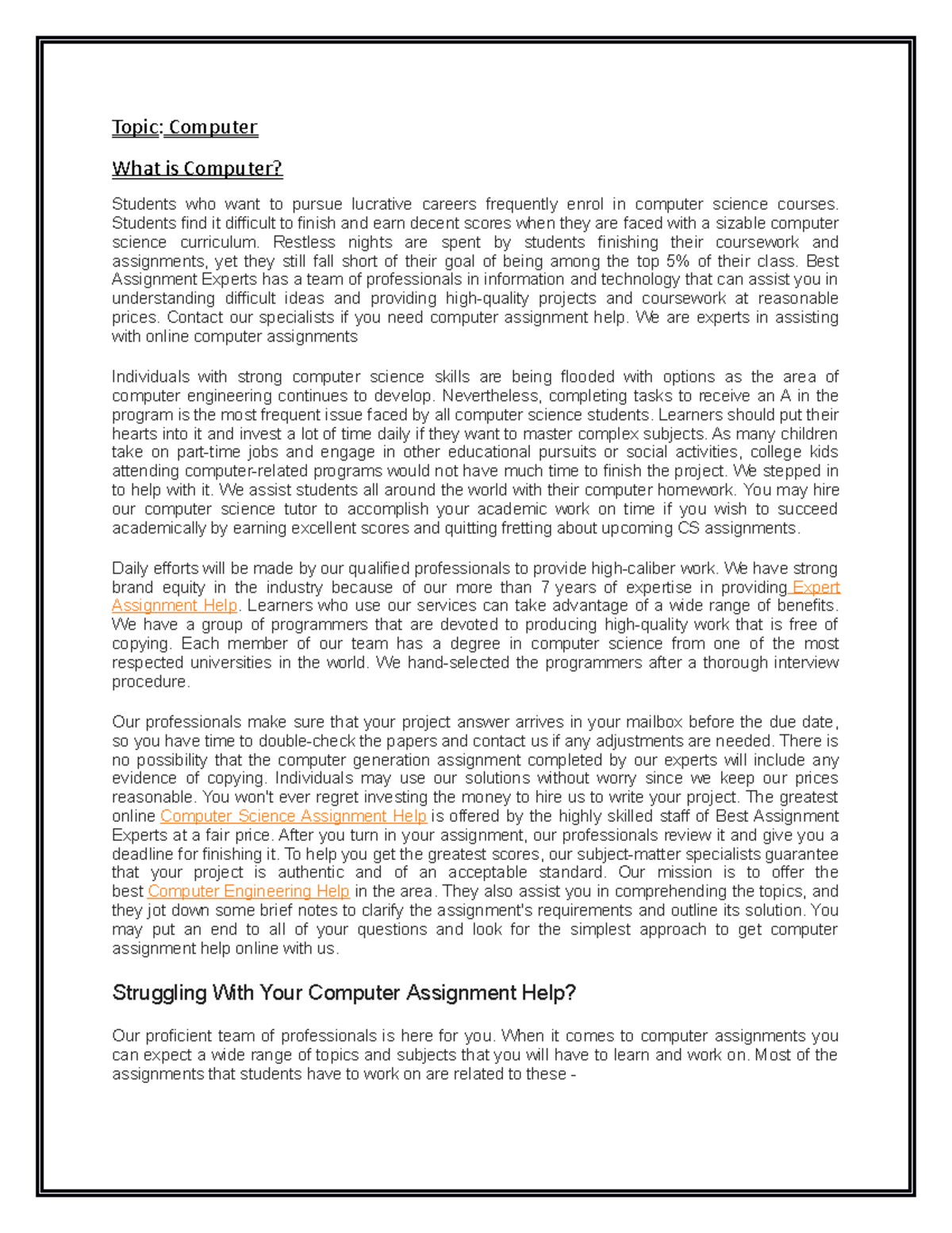 Computer - Topic: Computer What is Computer? Students who want to ...