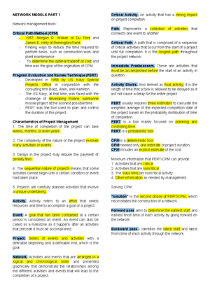 Management Science - Finals Reviewer - CHAPTER 9 NETWORK MODELS PART 1 Network management tools ...