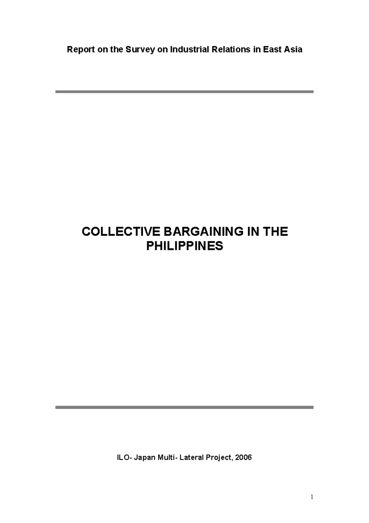Collective Bargaining in the Philippines : Report on the Survey of ...