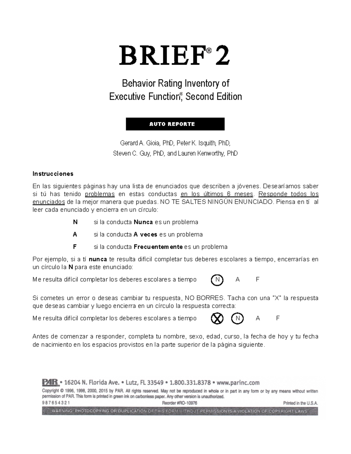 Brief 2 - Alumno cuestionario para la evaluación de funciones ...