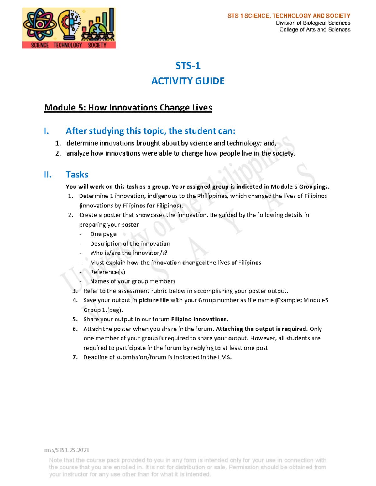 STS 1 Activity Guide 5 - Idkaha8vixbibka8jaj8zgzb9aba8bxkù hzjaha ys ...
