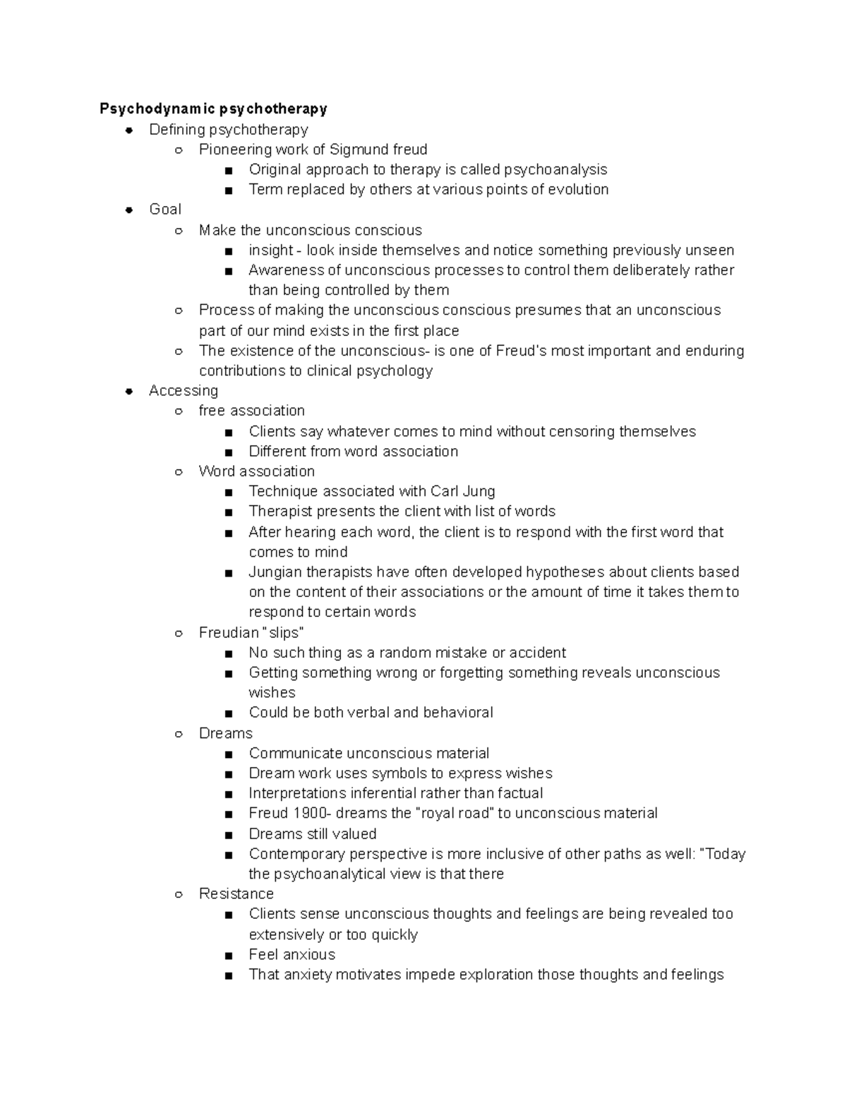 Psychodynamic psychotherapy - Studocu