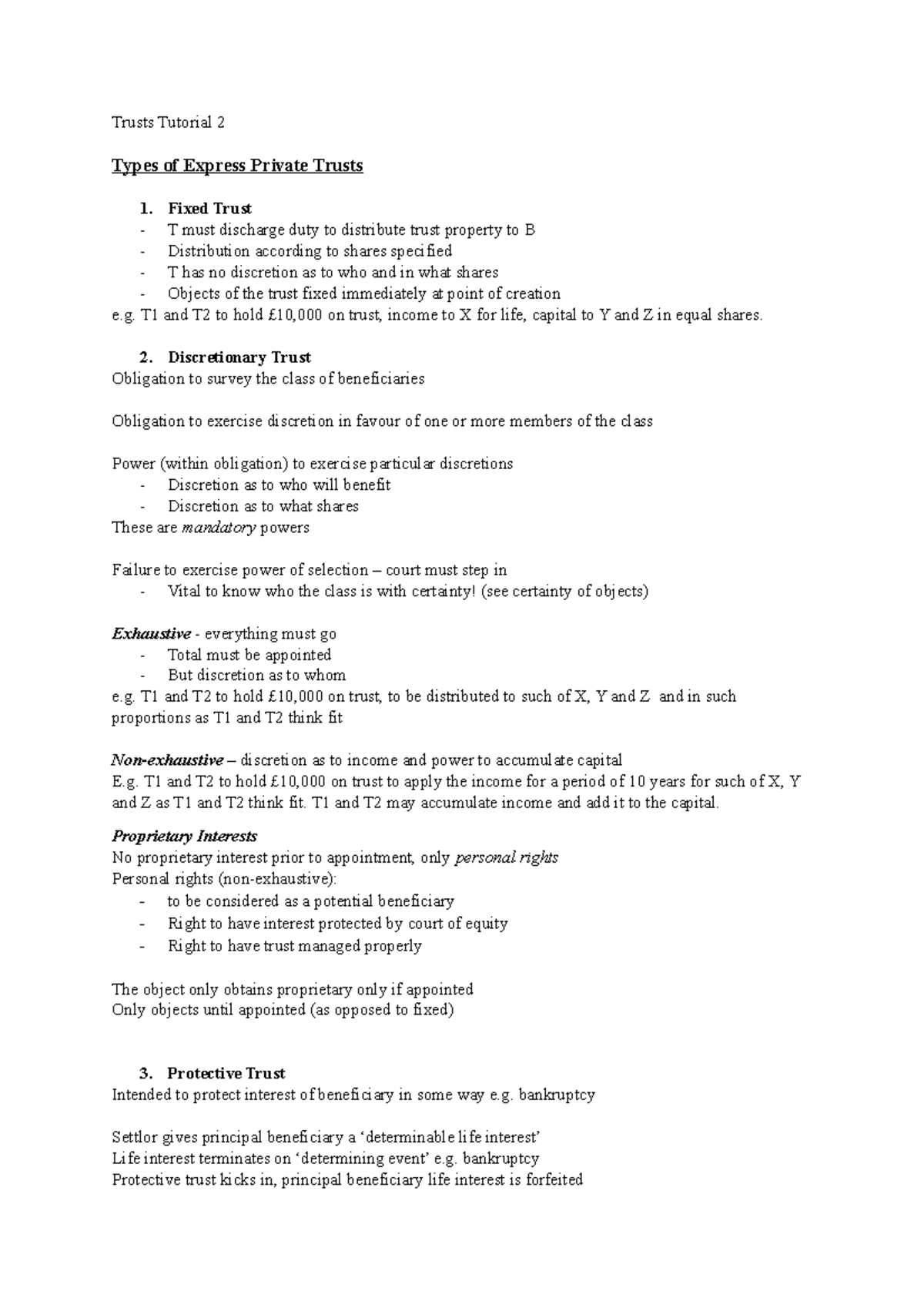 Trusts-Tutorial-2 - Tutorial Notes for Trusts Module - Trusts Tutorial ...