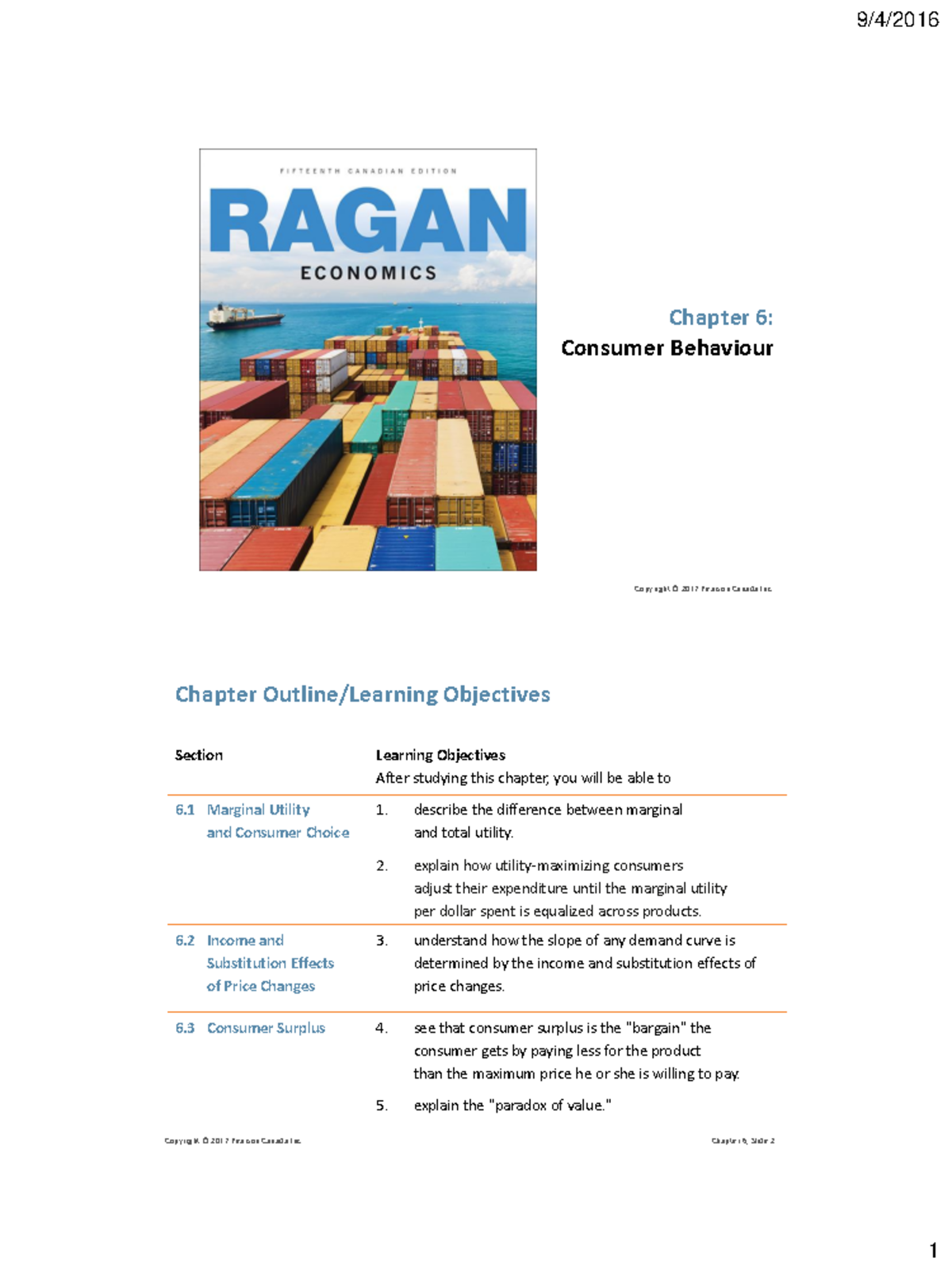 Ch - textbook - Chapter 6: Consumer Behaviour Copyright © 2017 Pearson Canada Inc. Chapter - Studocu