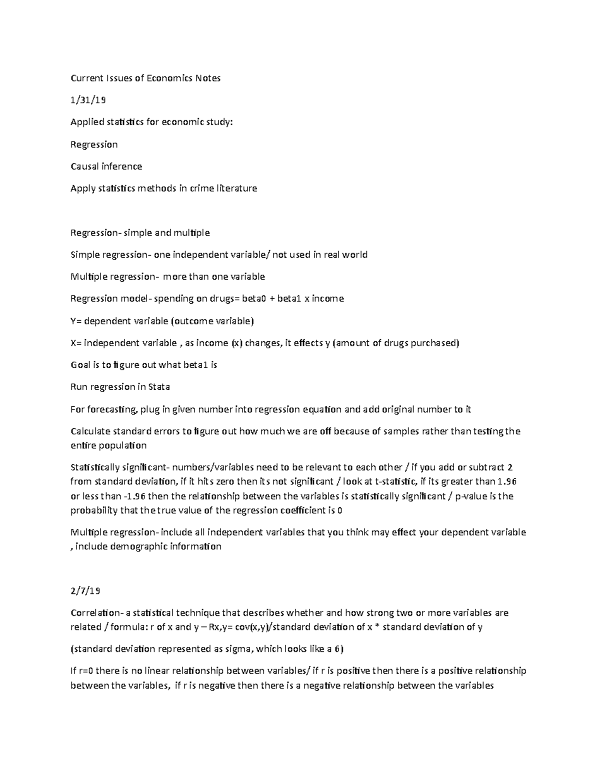 Current Issues of Economics Notes - Current Issues of Economics Notes 1 ...