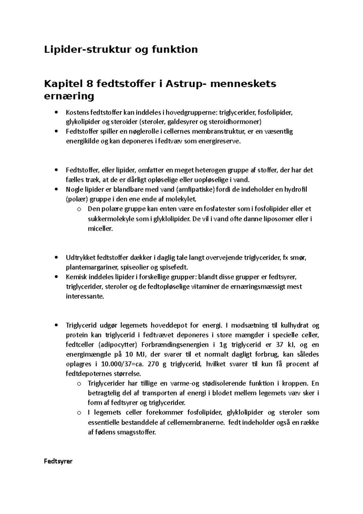 Lipider struktur og funktion - Lipider-struktur og funktion Kapitel 8 ...
