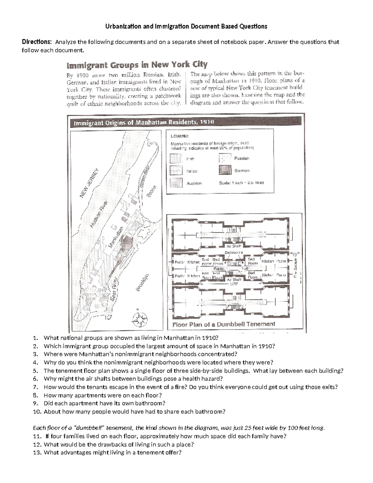 Urbanization and immigration dbq - Urbanization and Immigration ...