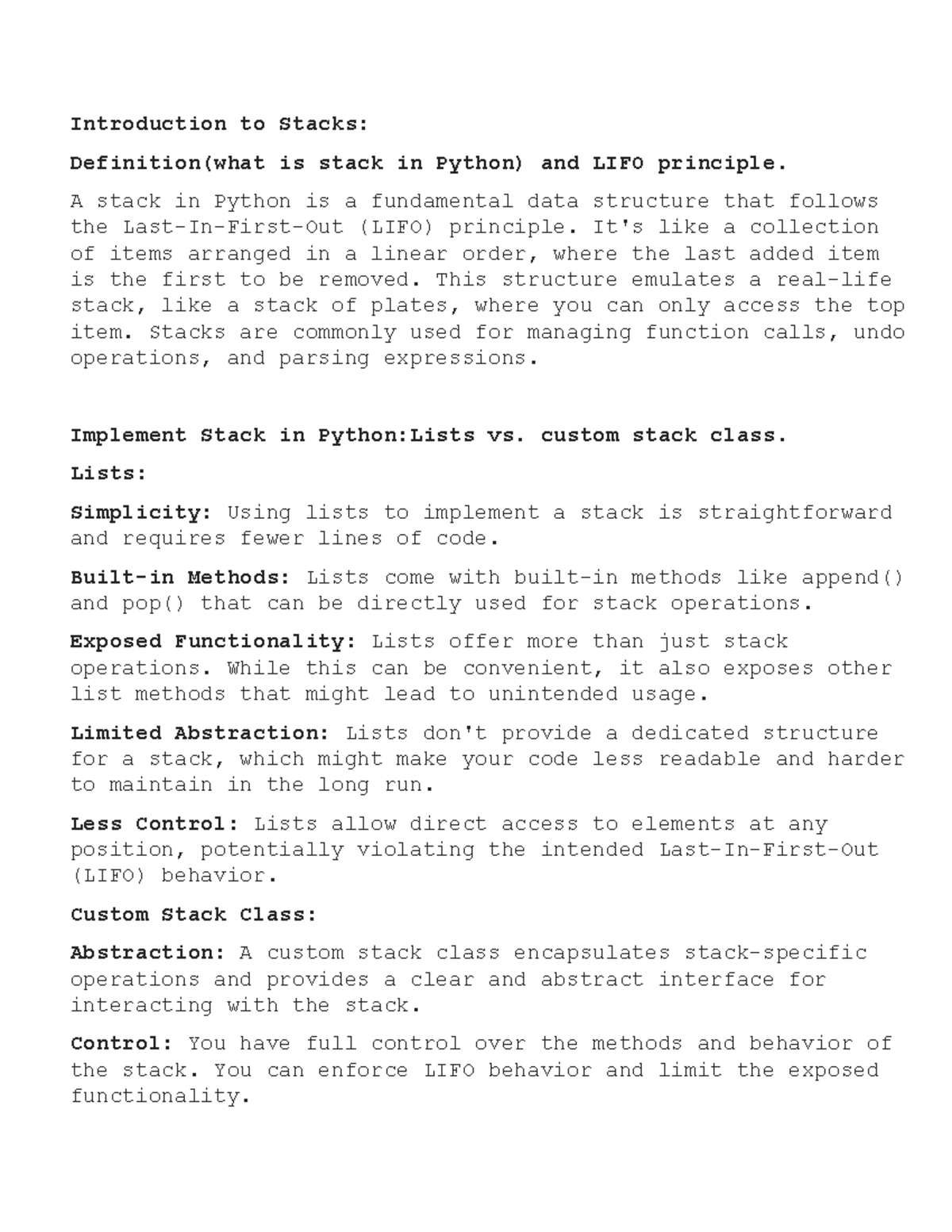 Introduction To Stacks Introduction To Stacks Definition what Is