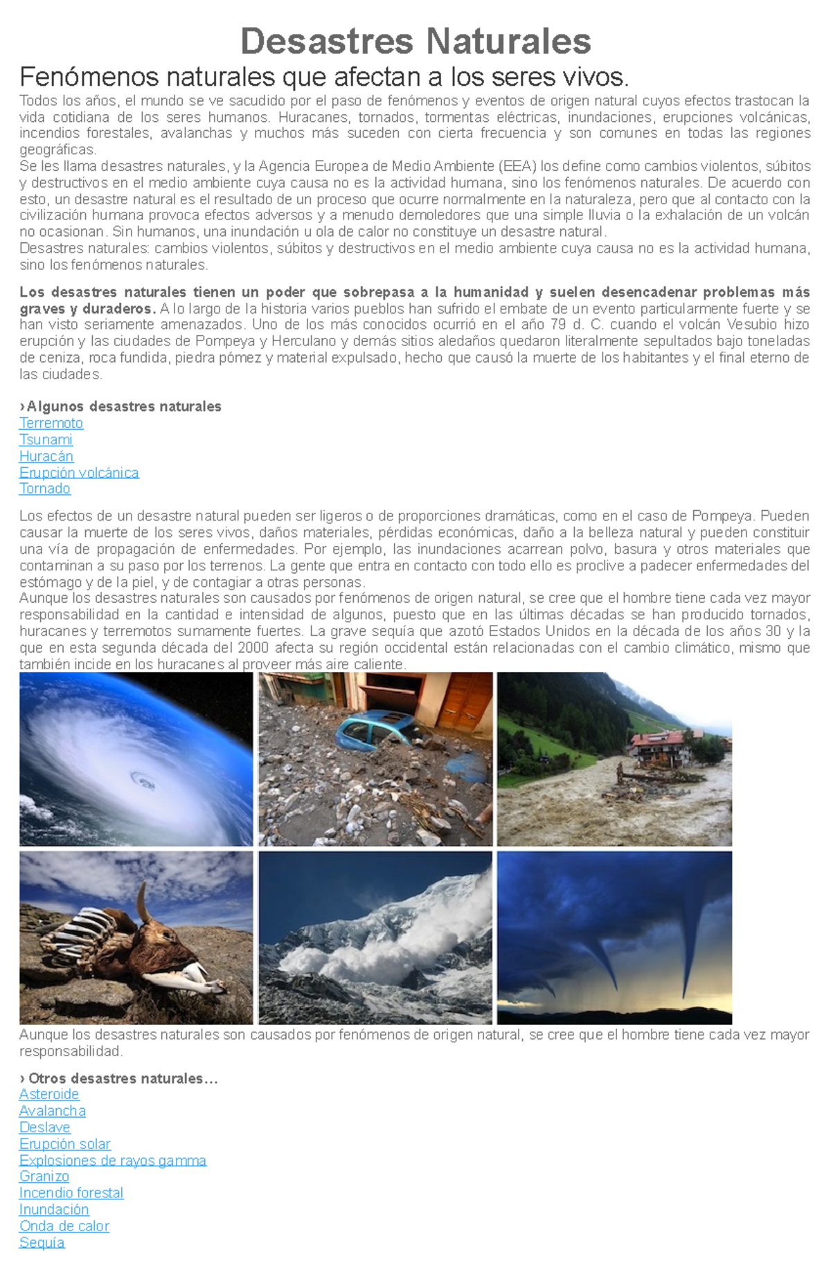 Desastres Naturales - TAREAS - Desastres Naturales Fenómenos naturales ...