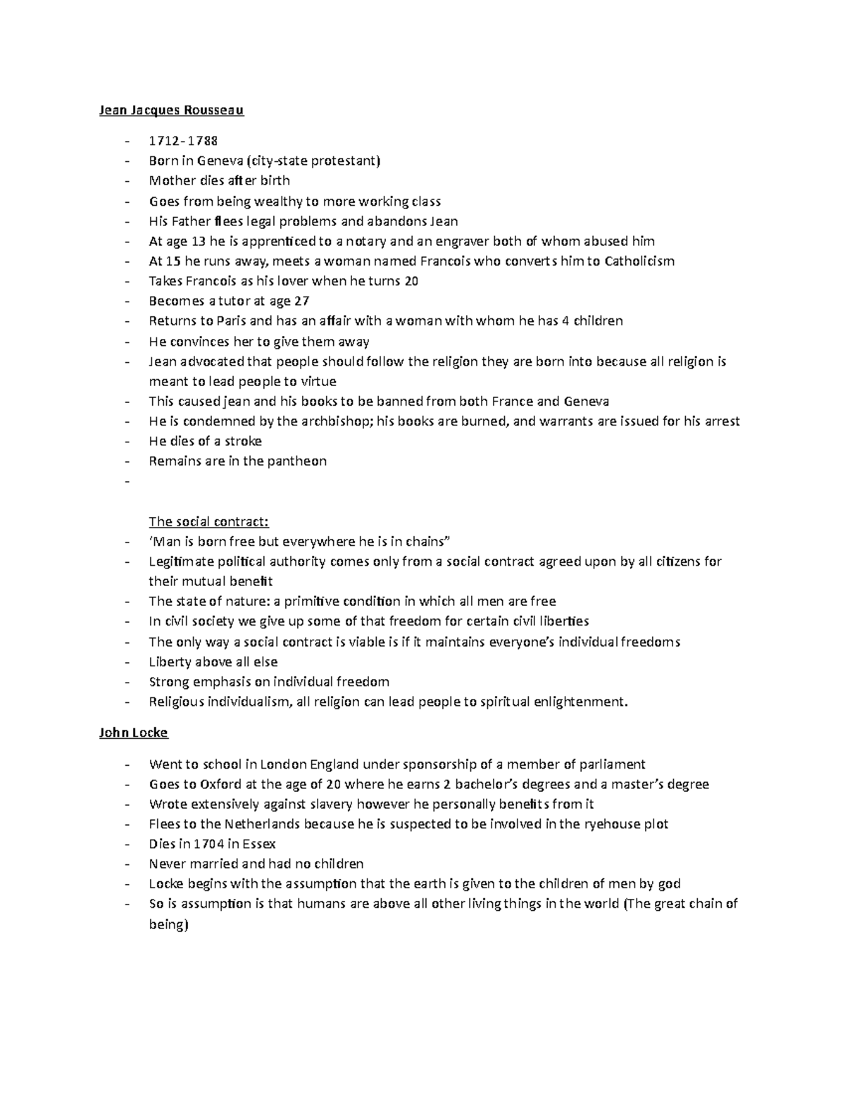 Week4 - Notes for math 121 at queensu - Jean Jacques Rousseau 1712 ...