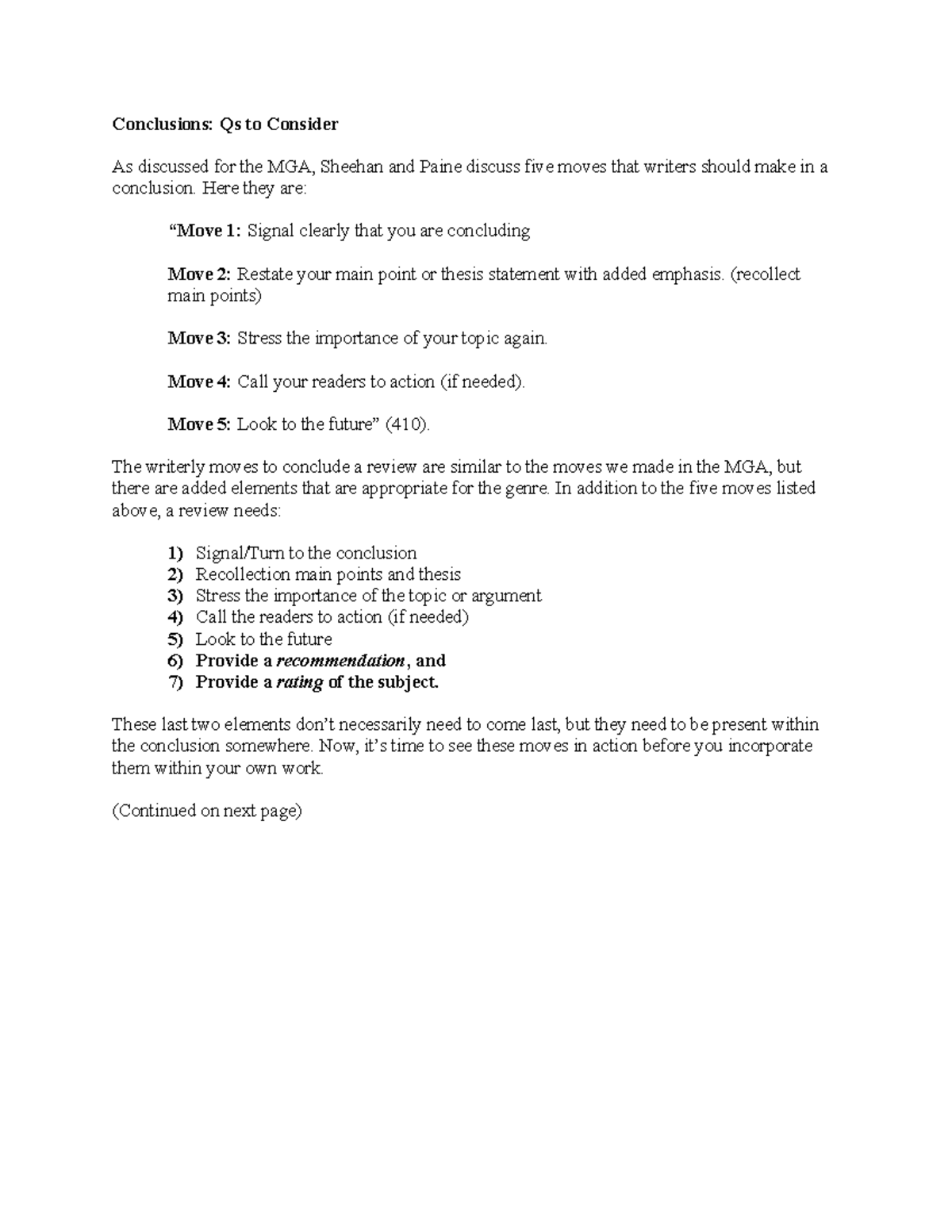 Review Sample Conclusion Qs to Consider - Conclusions: Qs to Consider ...