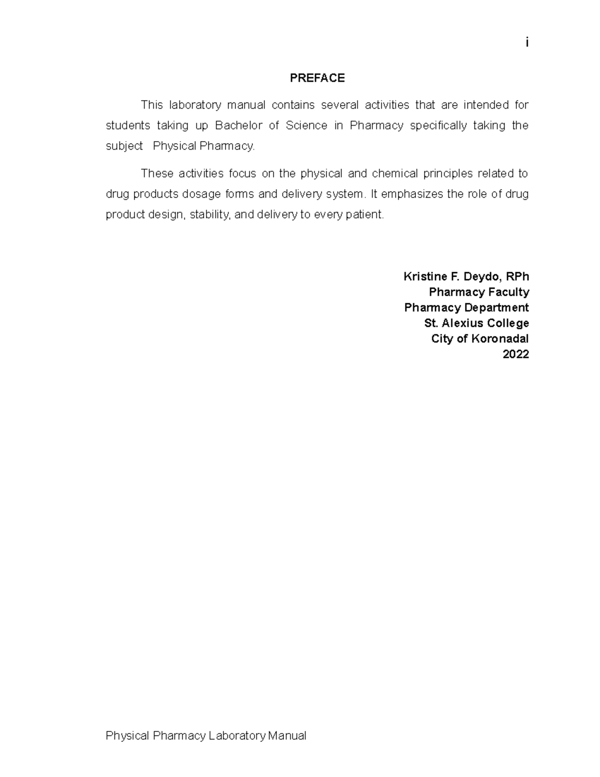 Physpharm Manual-done - 1 PREFACE This laboratory manual contains ...