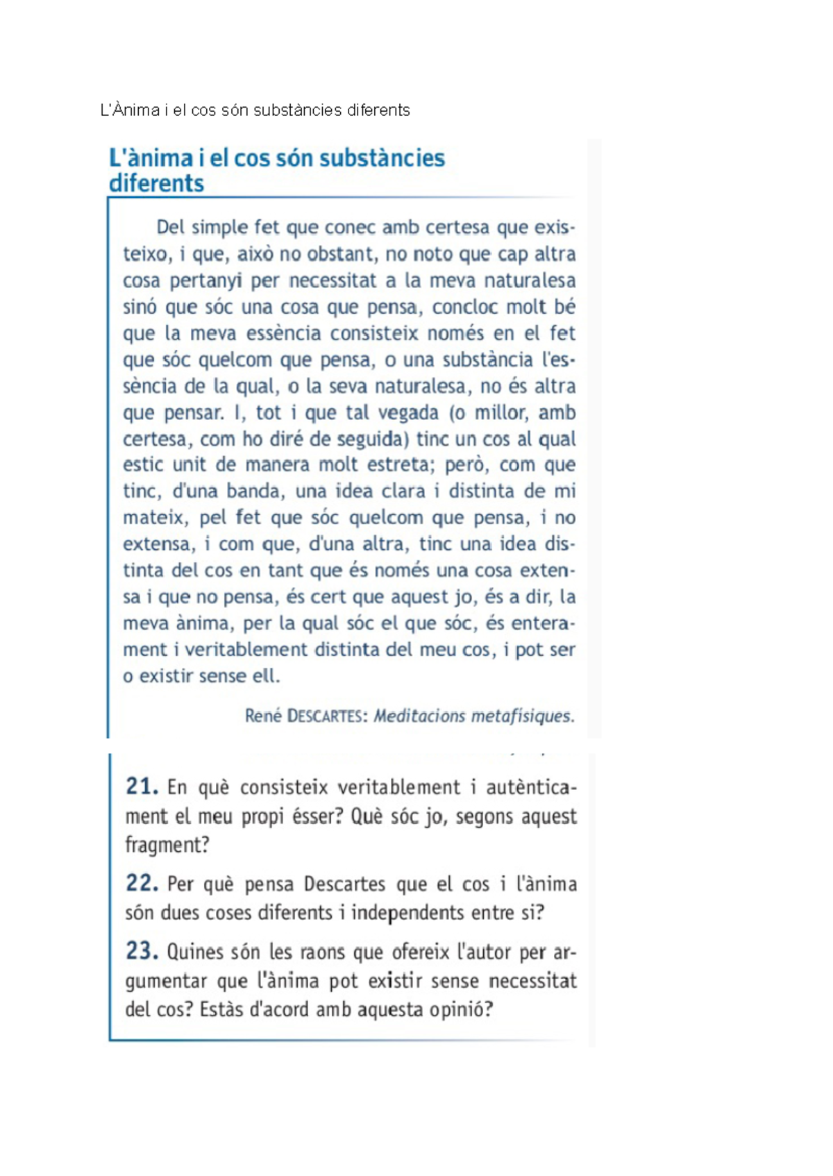 L’Ànima i el cos són substàncies diferents - Història de la Filosofia ...