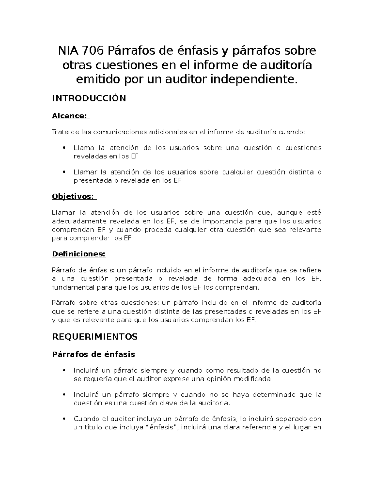 NIA 706 - Resumen de la norma internacional de auditoría - NIA 706 ...