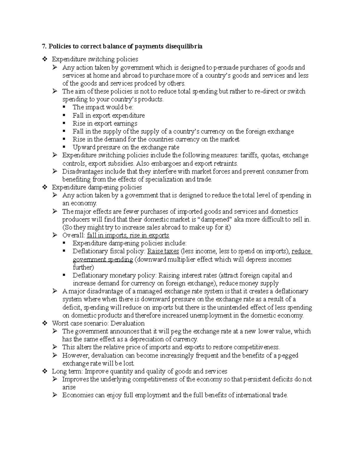 Econ study guide - Policies to correct balance of payments ...