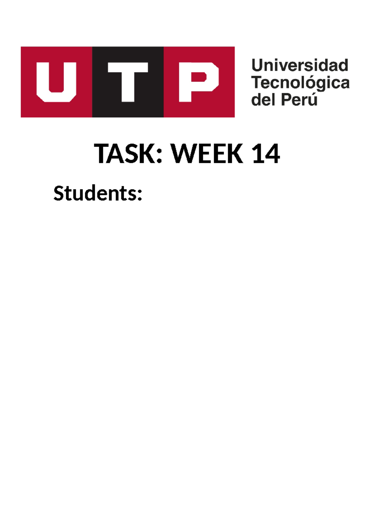 Inglés semana 14 - Ingles I - TASK: WEEK 14 Students: - Studocu