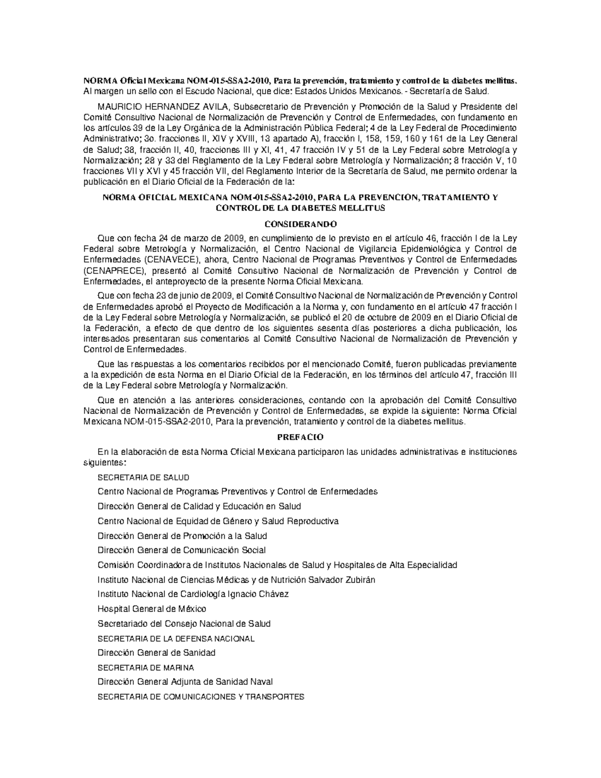 Norma 15 Oficial Mexicana NOM - NORMA Oficial Mexicana NOM- 015 - SSA2 ...