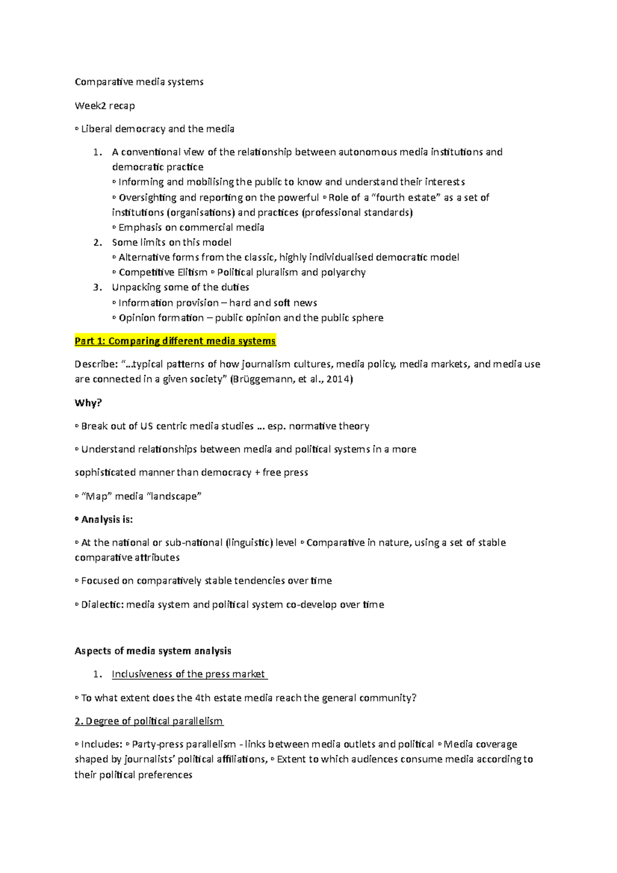 3 Comparative media systems - Comparative media systems Week2 recap ...