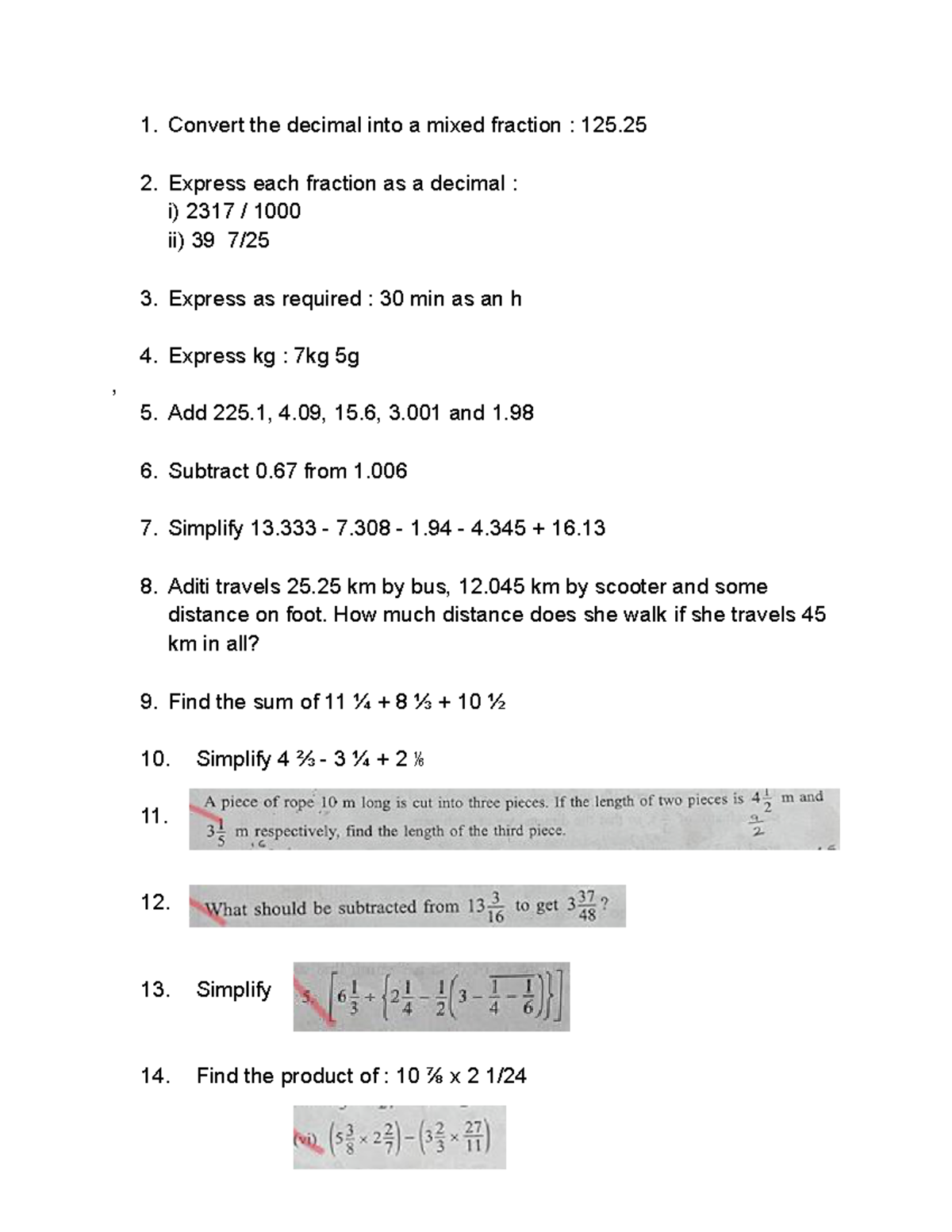 Maths for everyone - Convert the decimal into a mixed fraction : 125 ...