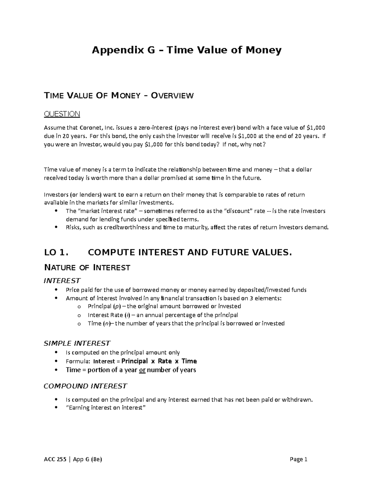 Time Value of Money Overview - Appendix G – Time Value of Money TIME VALUE OF MONEY – OVERVIEW ...