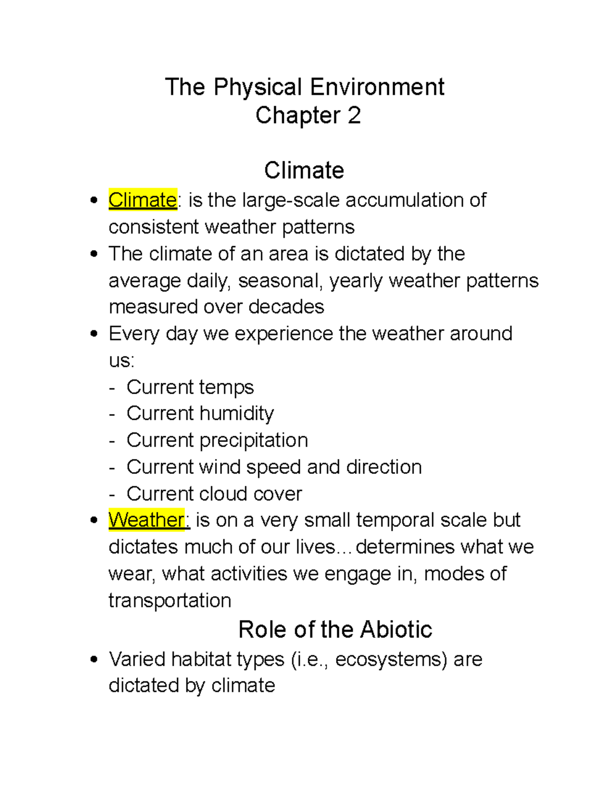 The Physical Environment chap 2 - The Physical Environment Chapter 2 ...