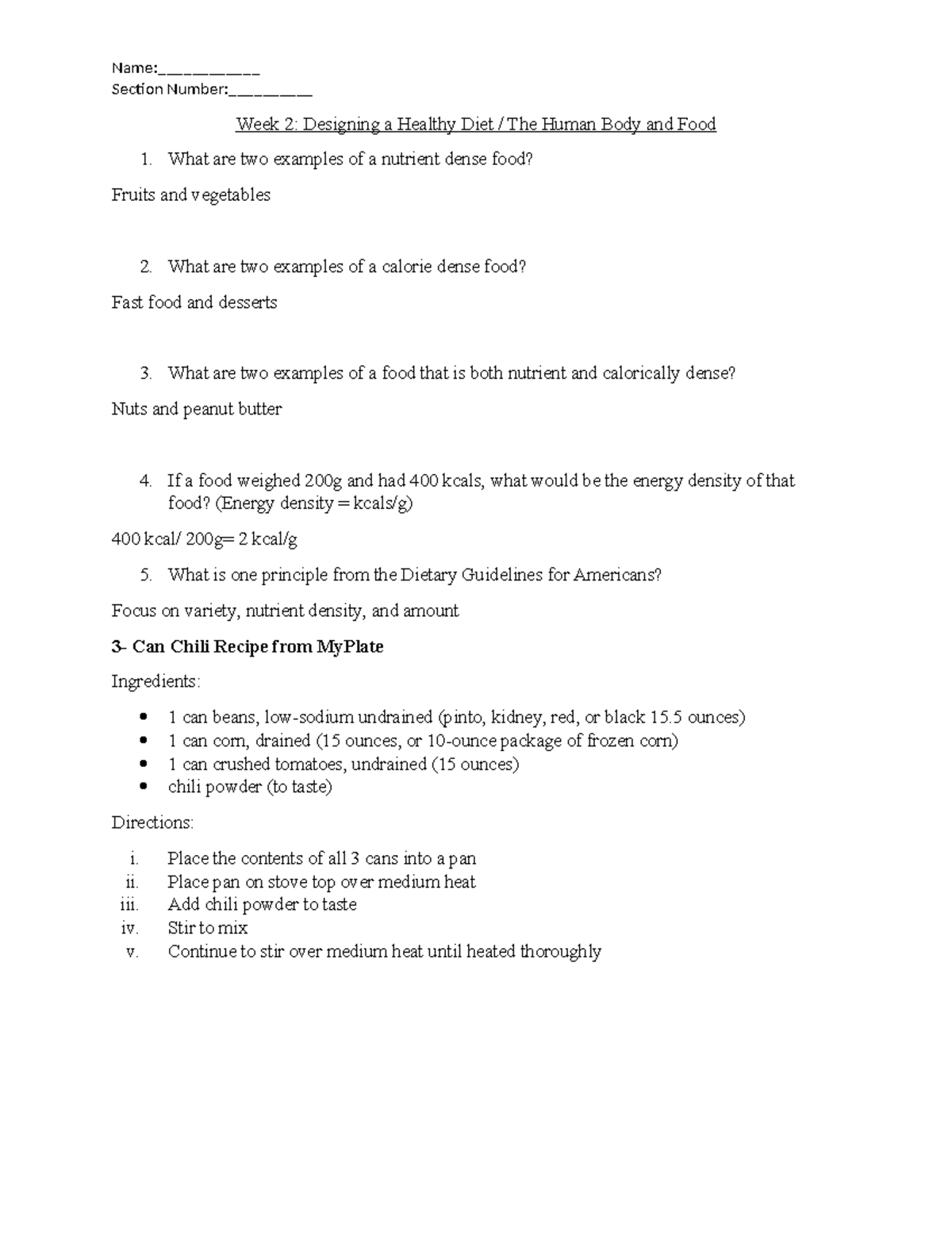Week 2 Lab Handout - Week 2 Lab Worksheet - Section Number:__________ Week 2: Designing a ...