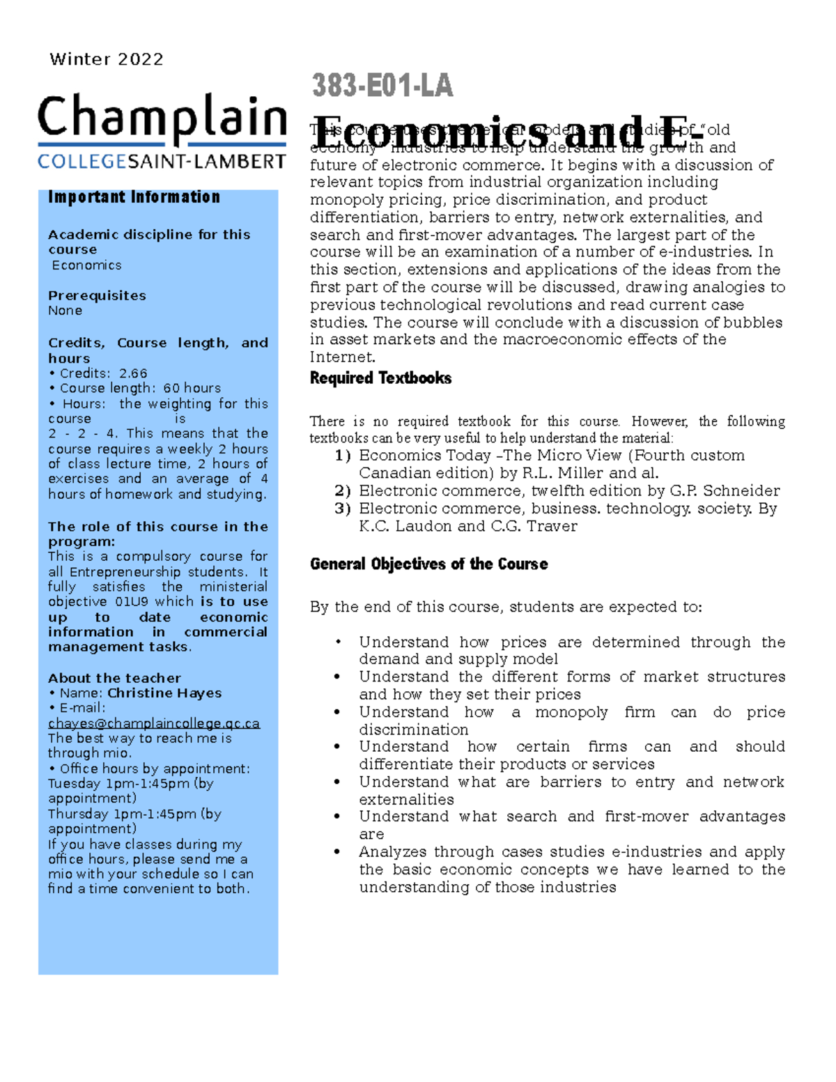 E-commerce course outline section 1 W-F Revised FOR Online v2 - Winter ...