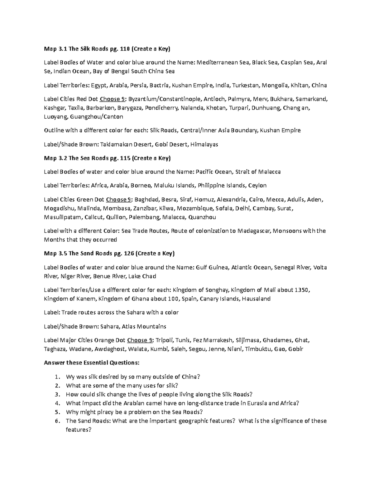 Ch._3_Map_Instructions_The_Silk_Sea_and_Sand_Roads.docx - Map 3 The ...