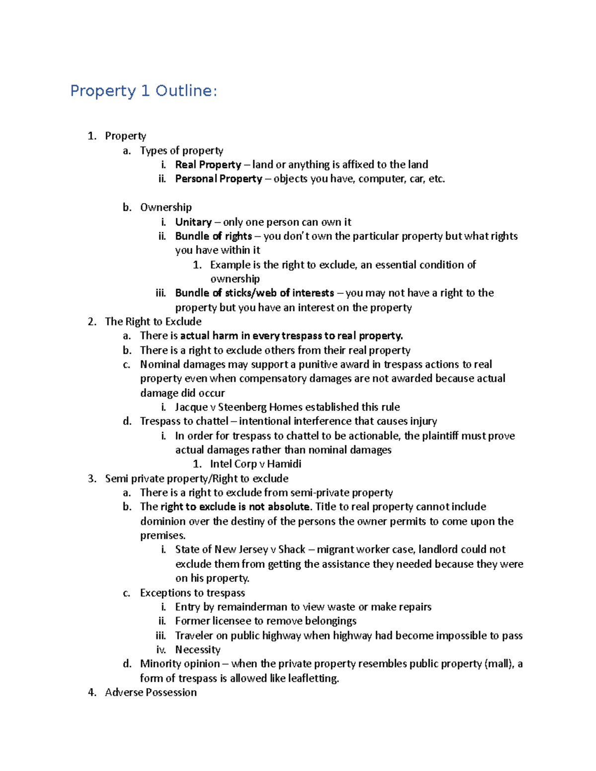 Property Outline - Property 1 Outline: Property a. Types of property i ...