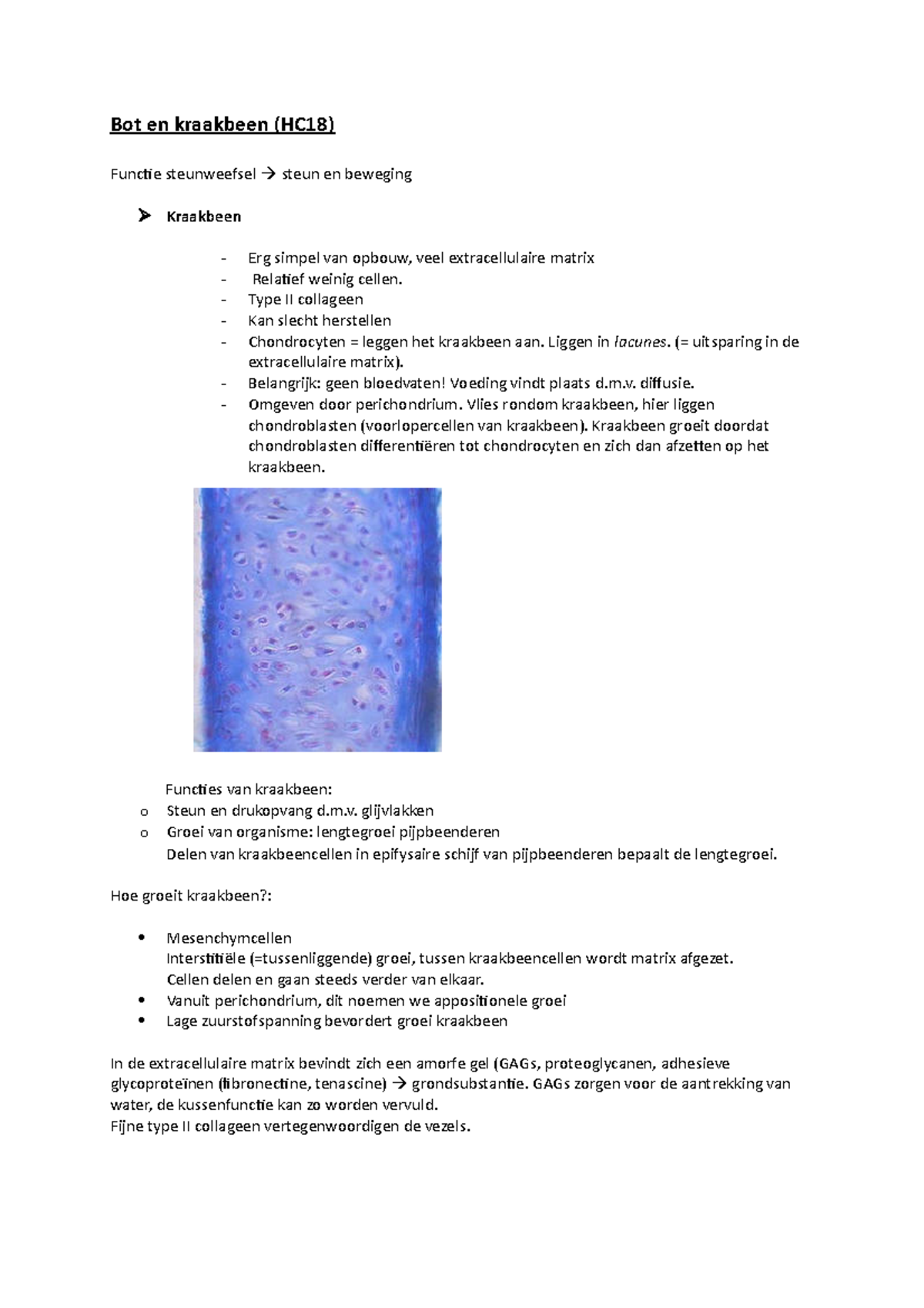 Bot en kraakbeen - Type II collageen Kan slecht herstellen Chondrocyten ...