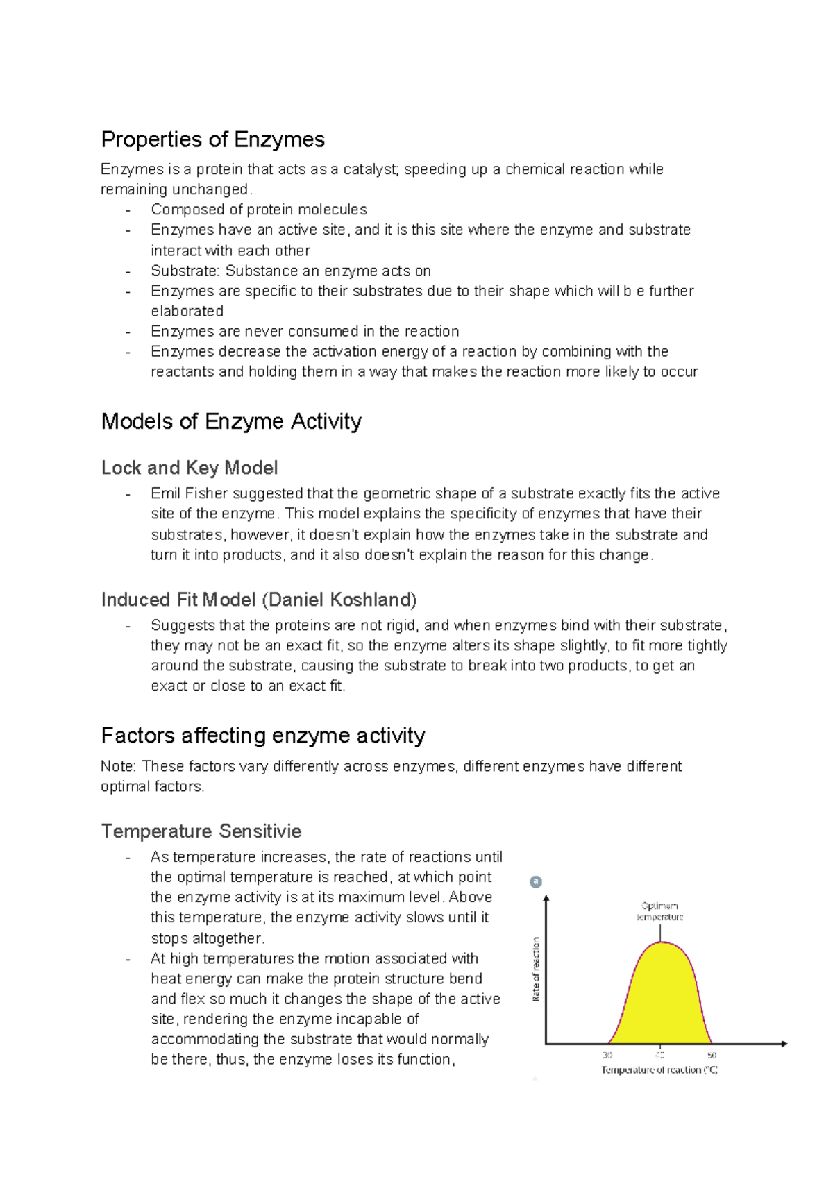 Enzyme Notes - Properties of Enzymes Enzymes is a protein that acts as ...