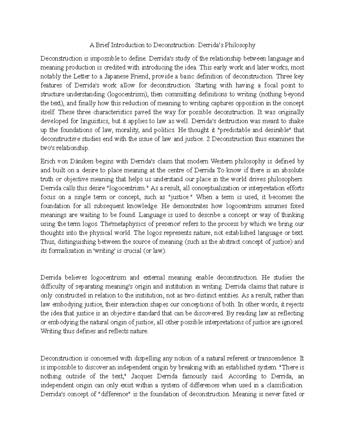 A Short Introduction to Deconstruction - A Brief Introduction to ...