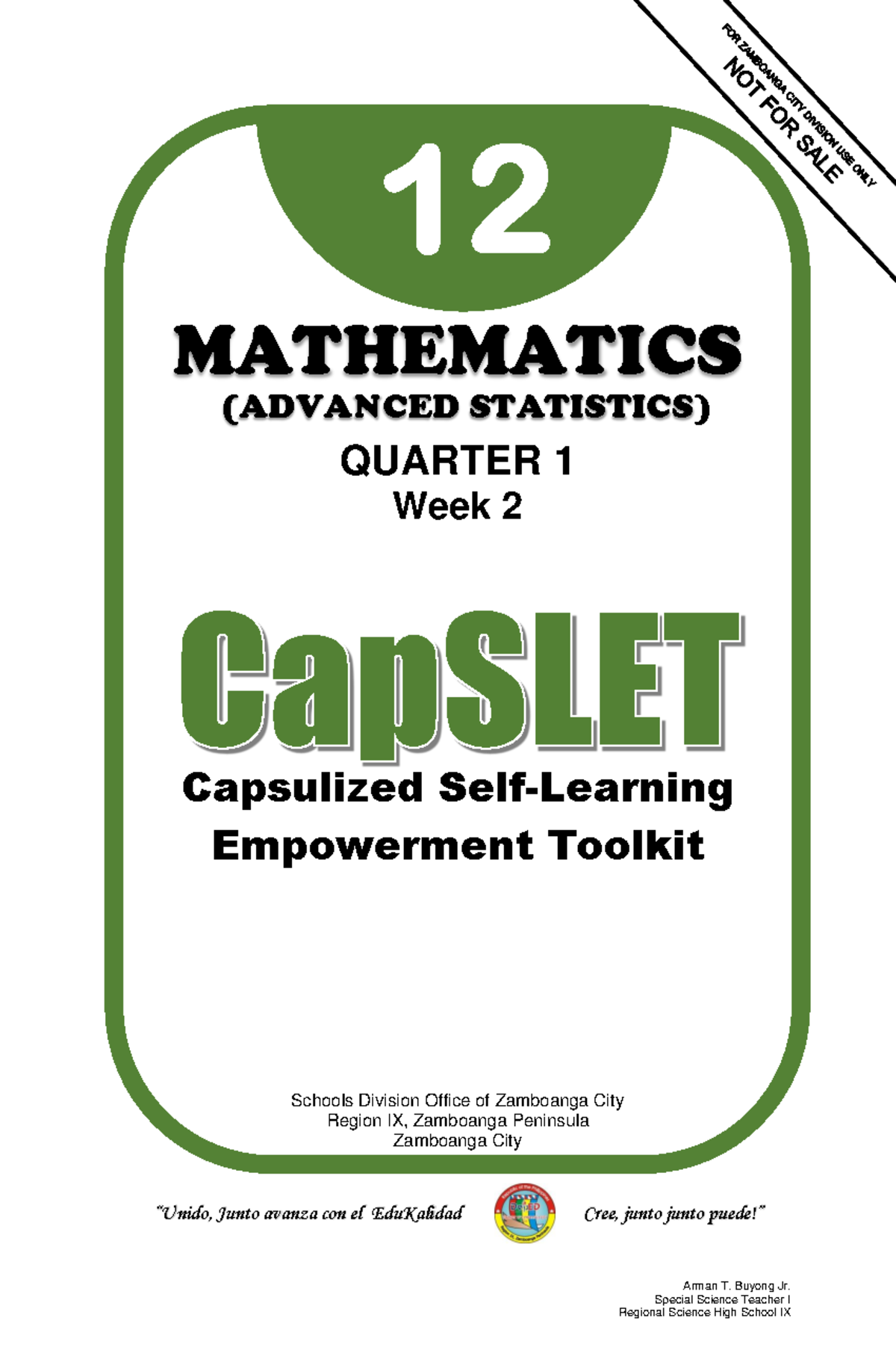 Adv Stat Q 1W2 - statistics module - Arman T. Buyong Jr. Special ...