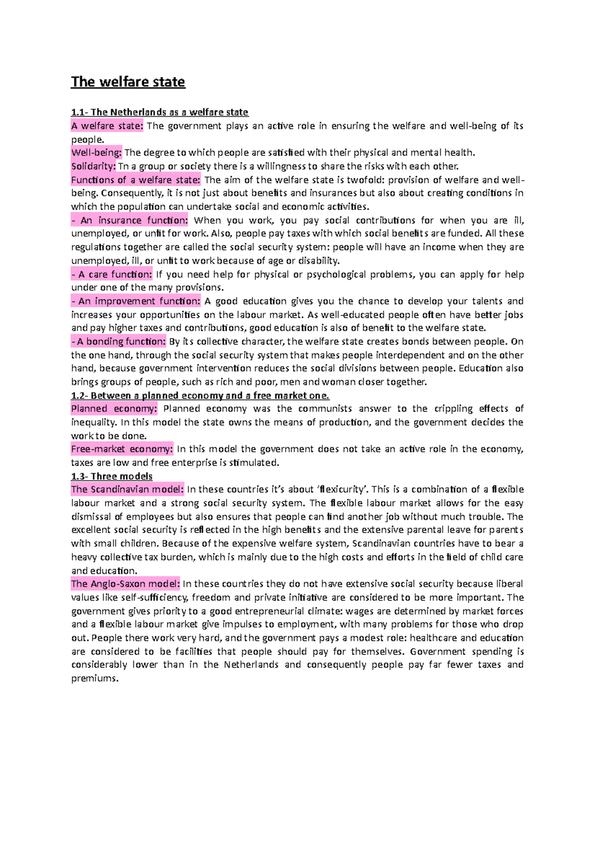 The welfare state - se voorbereiding - The welfare state 1- The ...