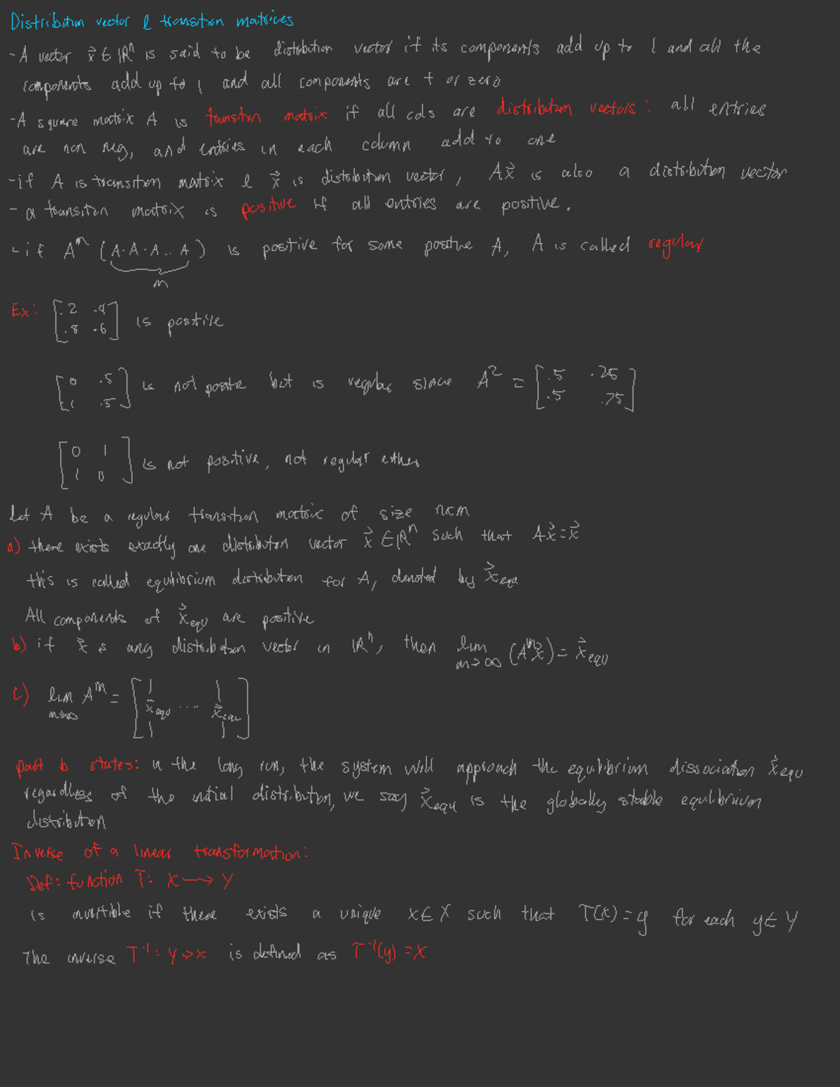 Distribution Vector And Transition Matrix - Distribution vector a ...