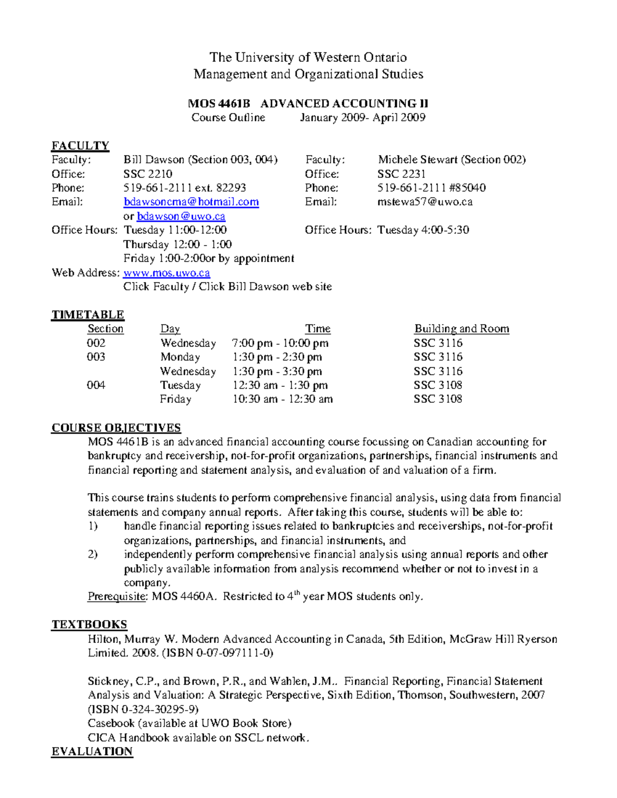 Advanced Accounting Course Outline. - The University of Western Ontario ...