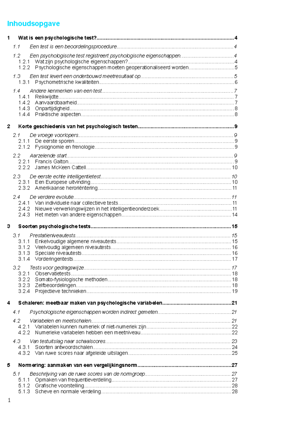 Psychodiagnostisch Werken - samenvatting - Inhoudsopgave 1 Wat is een psychologische - Studocu