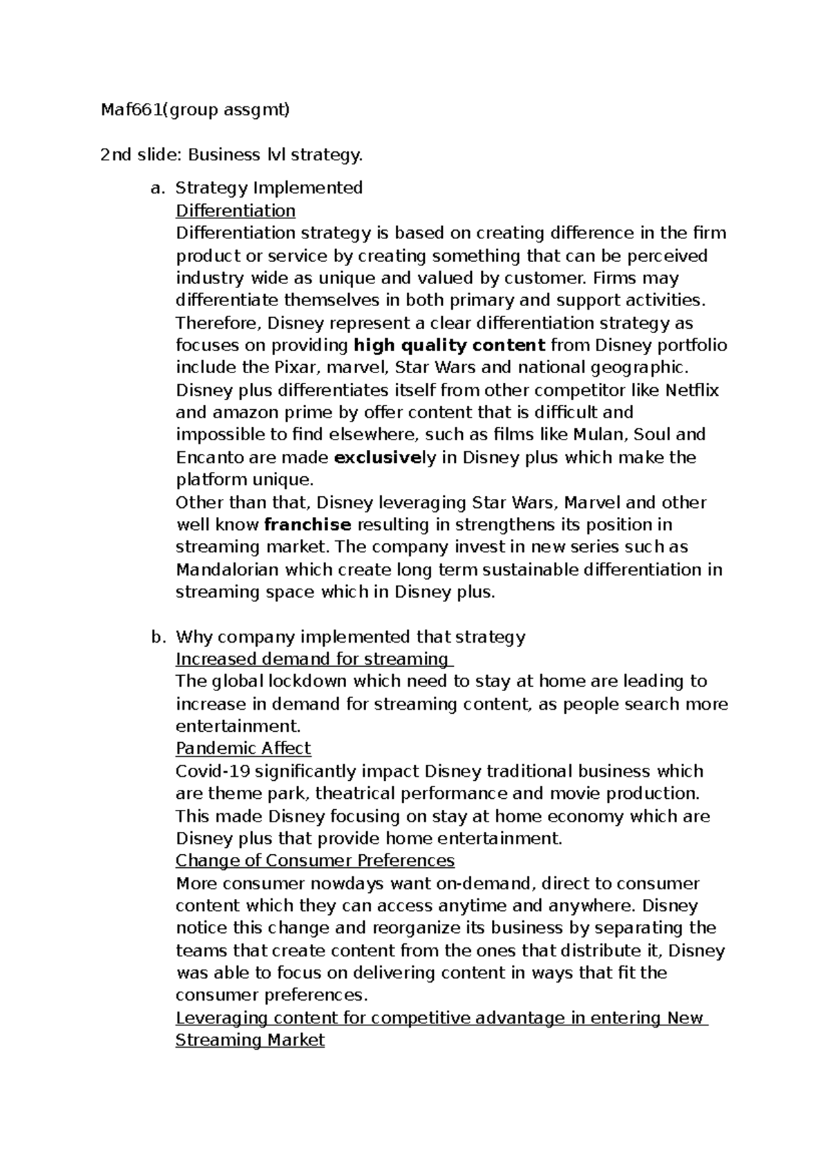 Maf661 group assgmt - m,maf - Maf661(group assgmt) 2nd slide: Business ...