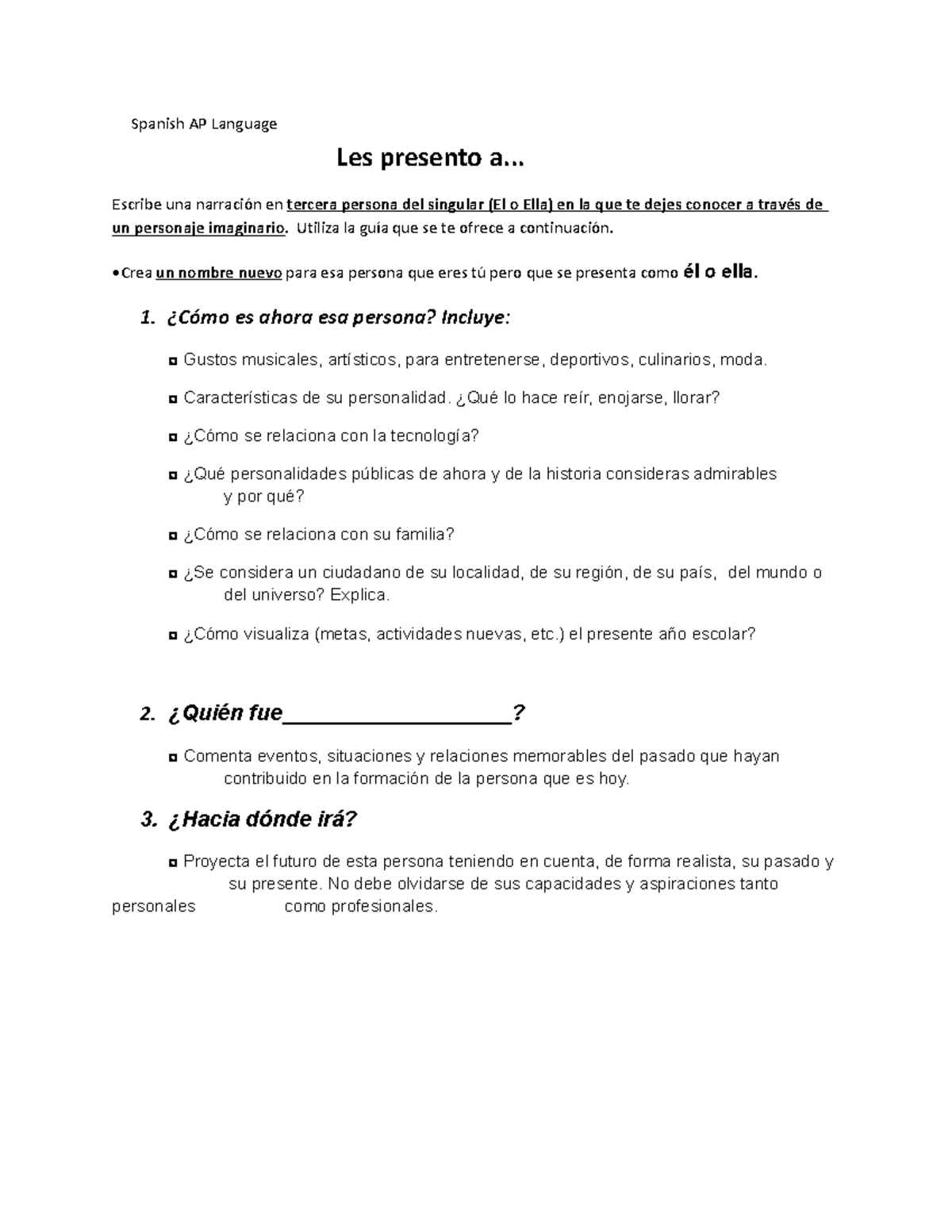 Les presento a 2023 - kjhgfds - Spanish AP Language Les presento a ...